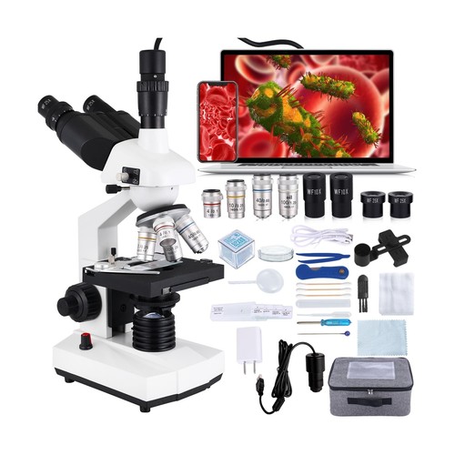 Compound Trinocular Microscope, 40X-5000X Magnification, Research Grade ...
