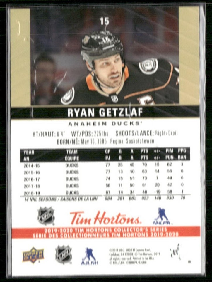 2021-22 Upper Deck Tim Hortons Collector's Series - Ryan Getzlaf #15 | eBay