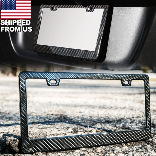 JDM Carbon Fiber Black License Plate Holder Tag Frame Cover For BMW 3 5 ...
