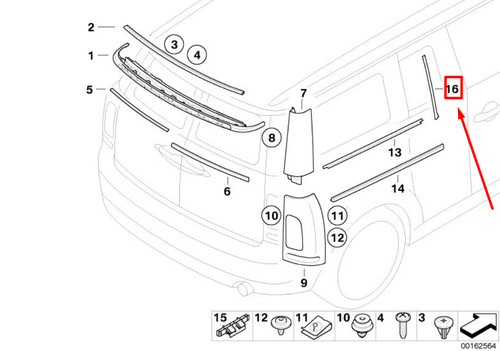 NEW OEM MINI CLUBMAN R55 RIGHT B2-PILLAR COVER TRIM 51137167226 7167226 ...