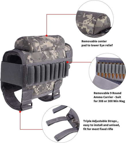 Tactical Gun Rifle Buttstock, Hunting Shooting Cheek Rest Pad ACU | eBay