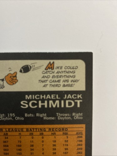 Mike Schmidt Rookie Third Baseman Philadelphia Phillies Card 1973 Topps ...