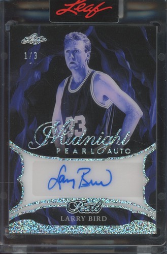 2025 Leaf Pearl Midnight Silver Glitter Larry Bird 1/3 Auto Autograph ...