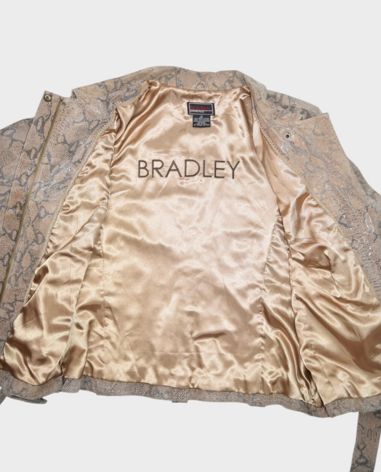 Bradley Bayou Jacket Womens XL Leather Snake Skin Biker Motorcycle ...