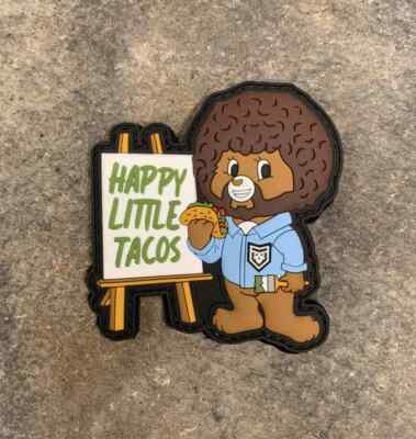 Taco Bears: Happy Little Taco Bob Ross PVC Morale Patch | eBay