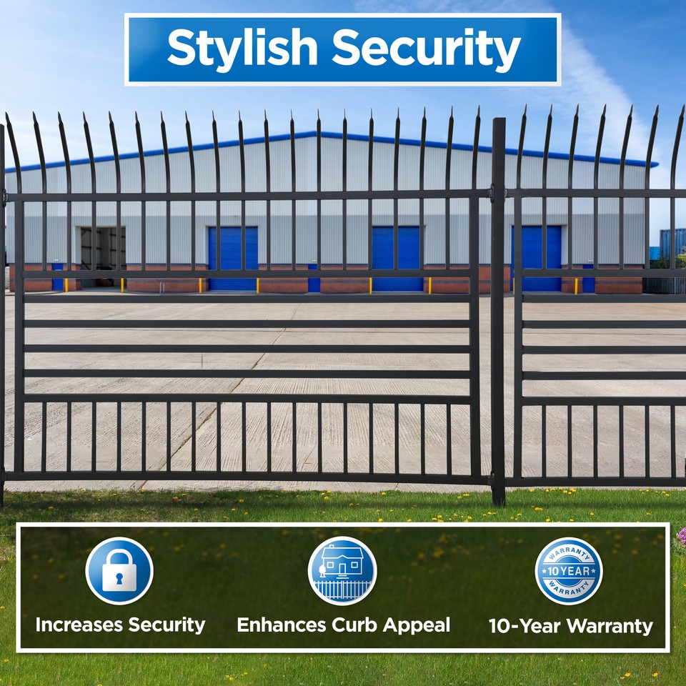 ALEKO Garden Yard Commercial 8 Panels Steel Modern Style 64 ft Fence ...