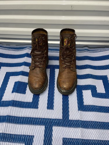 Justin Men Work Boots Leather Uppers Size 10W Brown Style WK905 Brass ...