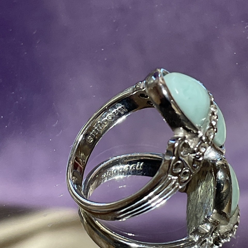 Lia Sophia Ring Silver Tone Faux Green Stone | eBay