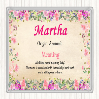 Martha Name Meaning Drinks Mat Coaster Floral | eBay UK