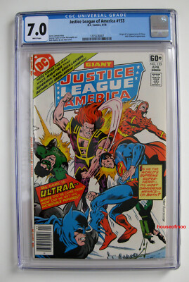 JUSTICE LEAGUE OF AMERICA #153 CGC 7.0 Origin & 1ST APP ULTRAA 1978 DC ...
