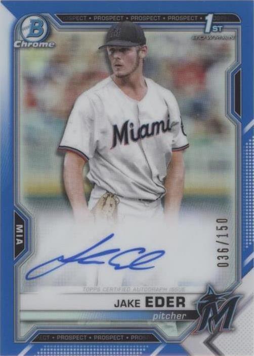 2021 Bowman - Chrome Prospects Autographs Jake Eder #CPA-JED Blue ...