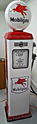 NEW MOBILGAS GAS PUMP REPRODUCTION REPLICA RETRO MOBIL WHITE & RED ...