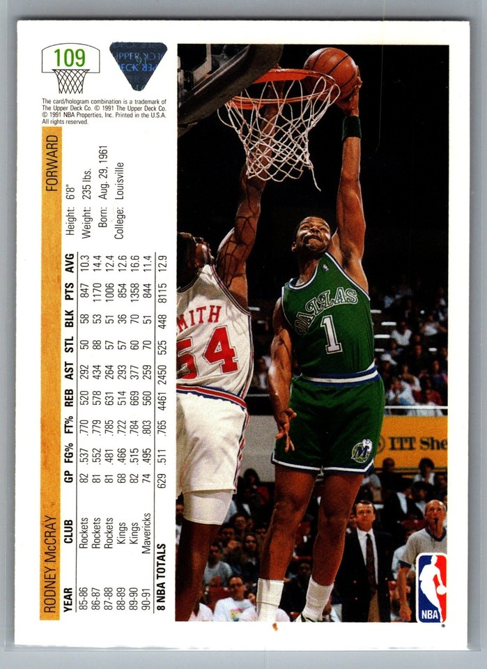 1991-92 Upper Deck - Rodney McCray #109 Plain Text Hologram | eBay