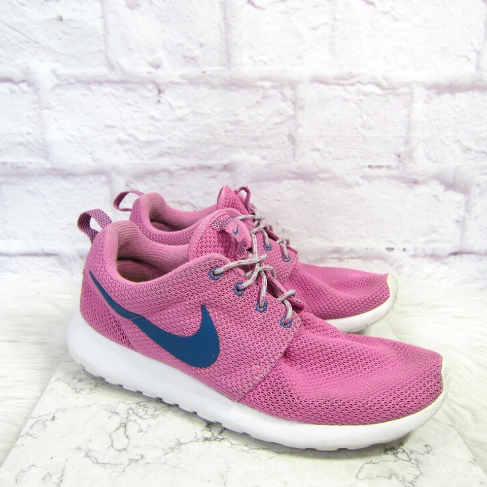 Nike Womens Roshe Run 511882-502 Pink Navy Running Shoes Sneakers Size ...