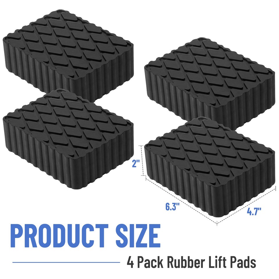 4x Solid Rubber Auto Lift Block Spacer Pad Heavy-Duty For Automobile ...
