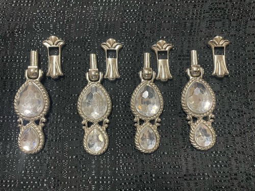 Set (4) Vintage Antique Silver Prism Drop Drawer Pulls Dresser ...