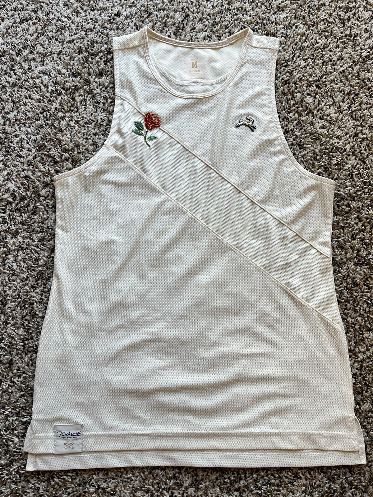 Tracksmith STRATA tank top IVORY mesh SINGLET Rose Em… - Gem
