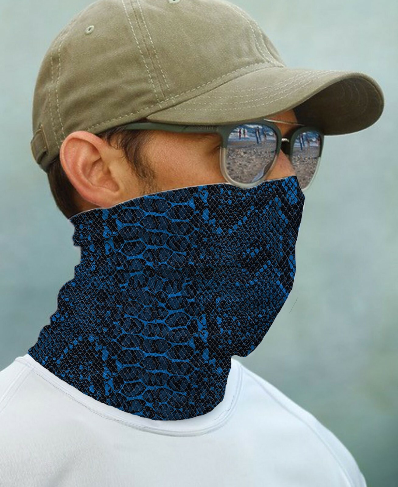 SUN GAITER Mask UPF 50+ UV Protect Snake Skin Print Fishing Sport Face ...