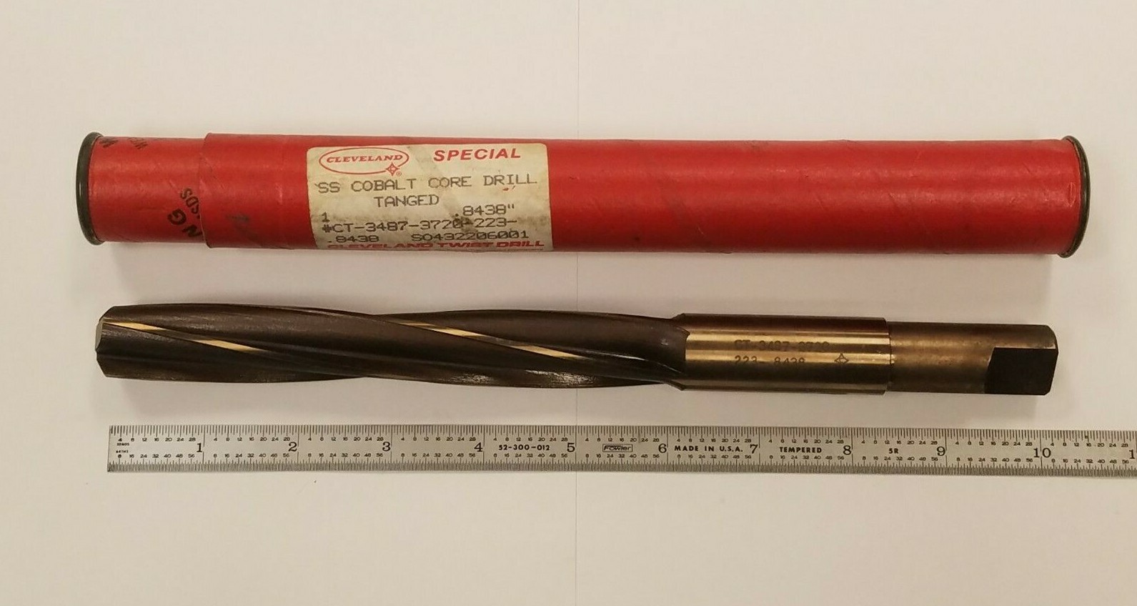 CLEVELAND .8438" 27/32" 4FL Cobalt SS Tanged Core Drill 10" OAL #8B ...