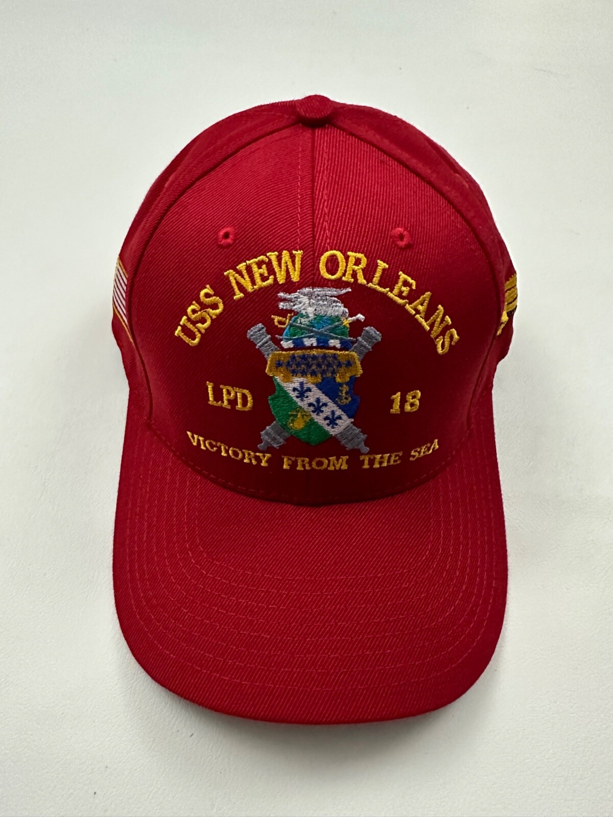 The Corps USS New Orleans LPD 18 DCTT Logo Red Baseball Cap Hat One ...
