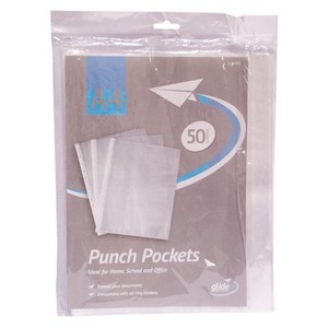 50x A4 Clear Plastic Punched Punch Pockets Folders Filing Wallets ...