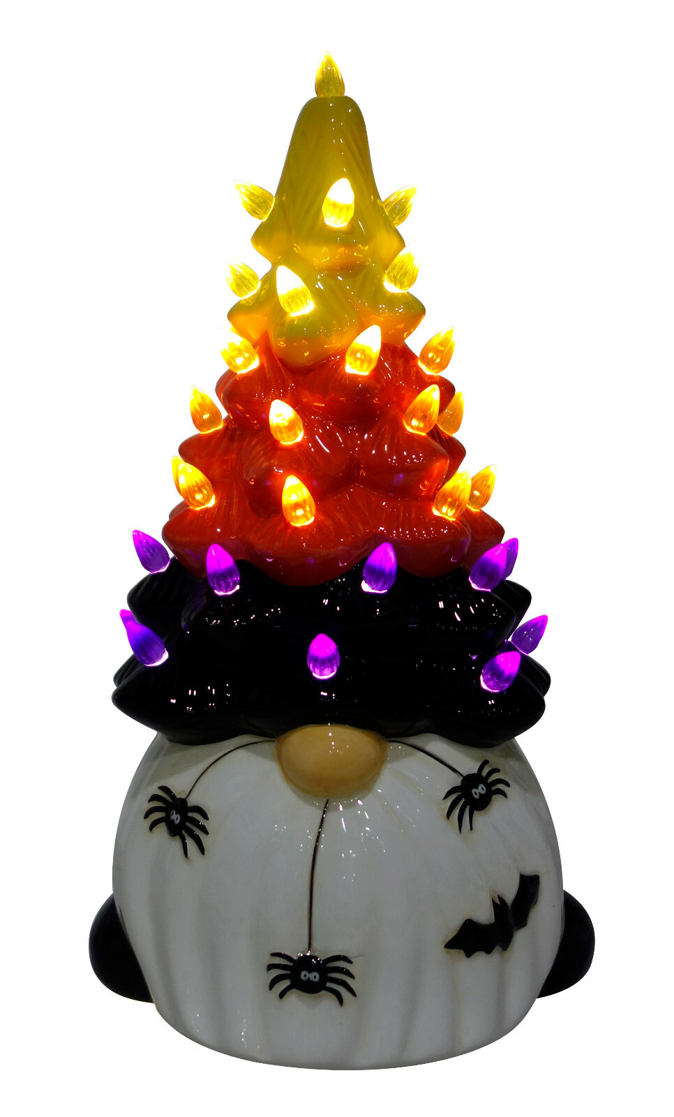 12.75"H Ceramic Gnome Glazed Retro Plug-In Halloween Candy Corn Tree w ...