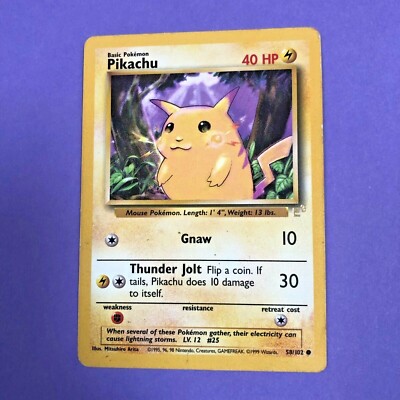 RARE 1995 E3 Pikachu Pokemon Card 58/102 - Great Condition- Free ...