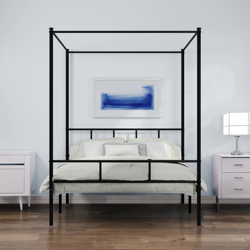 TAUS Metal Bed Frame Queen Size Canopy Platform with Metal Slat ...