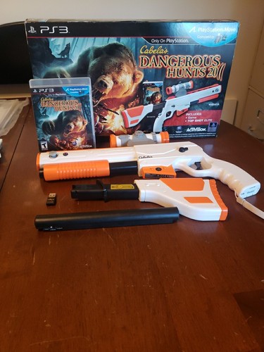 PS3 Cabela's Dangerous Hunts 2011 Top Shot Gun & Game Bundle CIB TESTED ...