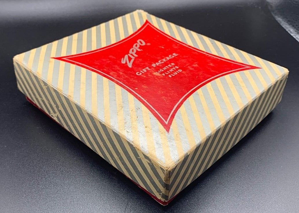 Vintage 1950s ZIPPO Gift Lighter EMPTY BOX Only Red & White stripes w ...