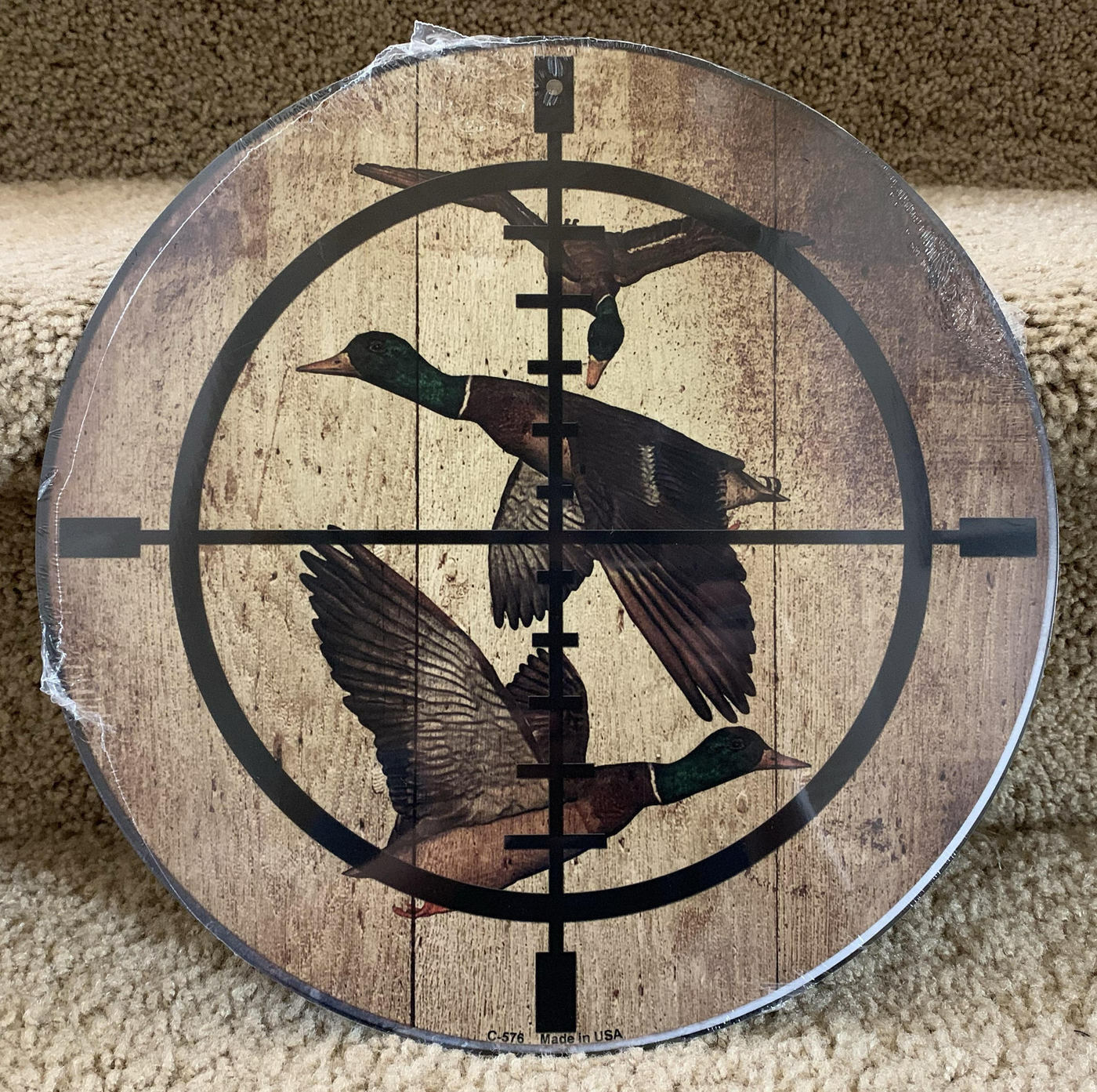 Duck in Scope Crosshairs 12" Round Metal Sign Hunter Target Hunting ...