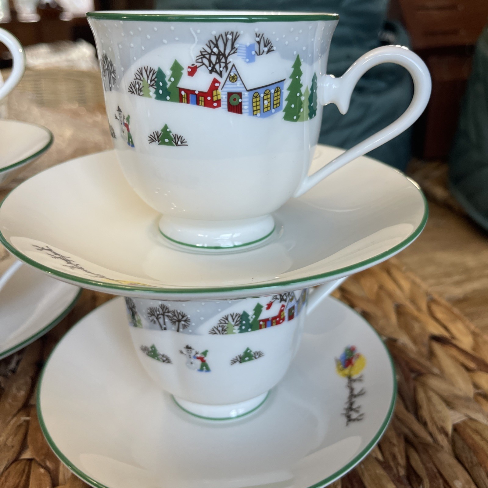 Lenox China Debut Collection Sleighride Cup And Saucer 4 Sets USA ...