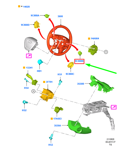 FORD TRANSIT MK4 Interrupteur supérieur droit pour volant Assy 2097012 ...