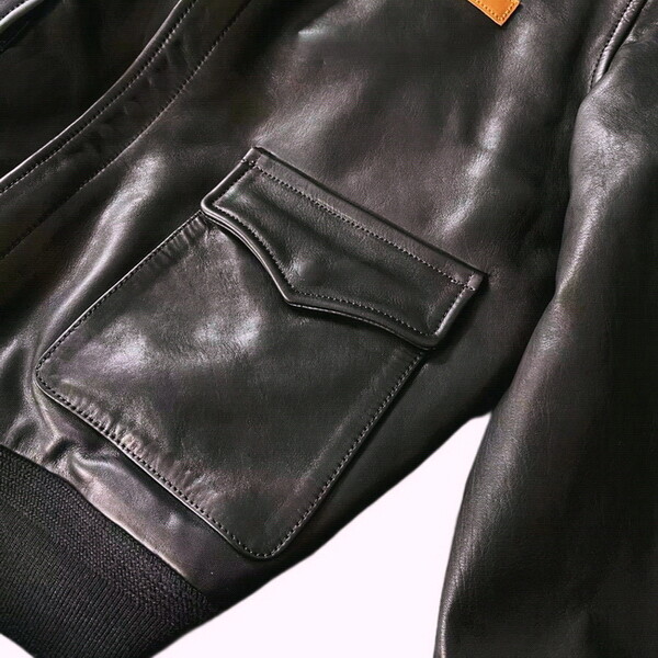 Men Bomber Flight Jacket Retro Army A2 Cowhide Calfskin Leather ...