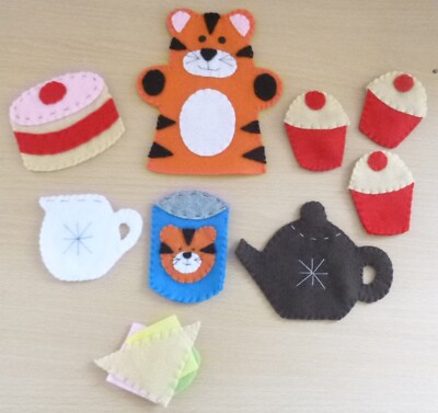 THE TIGER WHO CAME TO TEA story telling sack-felt food, tiger puppet ...