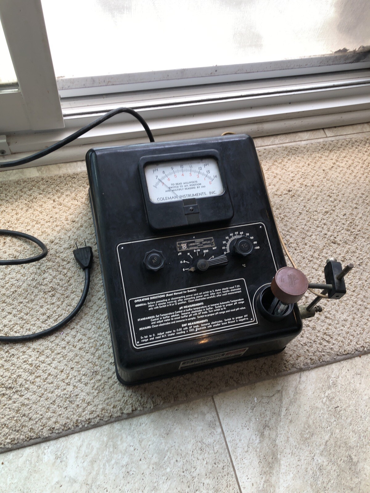 Vintage 1940s Coleman Instruments PH Electrometer Scientific Laboratory ...