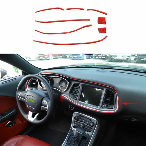 For Dodge Challenger 15-21 Red Carbon Fiber Middle Console Dashboard ...