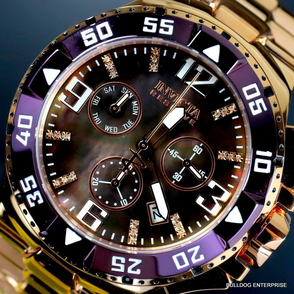 Invicta Reserve Excursion 50 mm Stainless Steel Case with Rose Gold ...