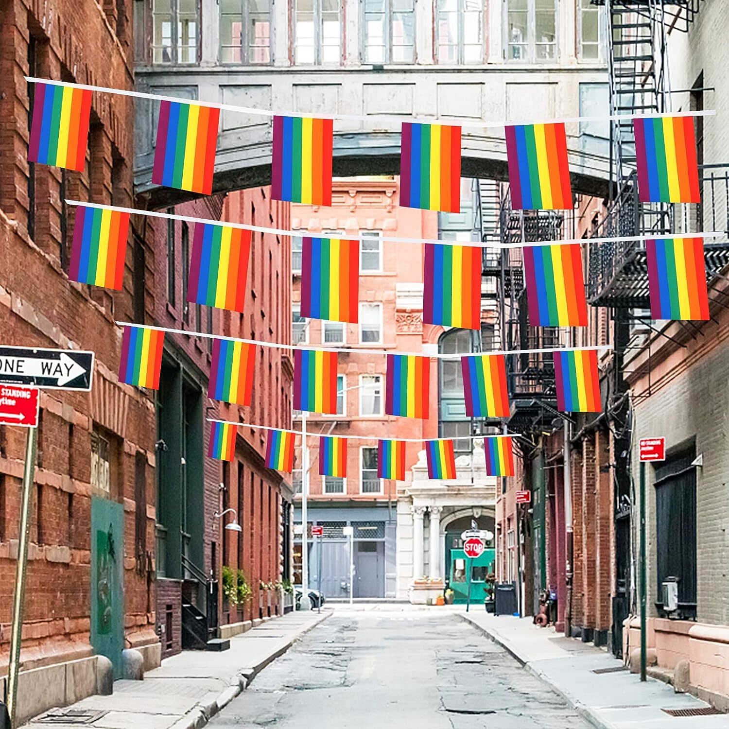 Rainbow Gay Pride 12ft Rectangular Bunting - Party Decoration Wall ...