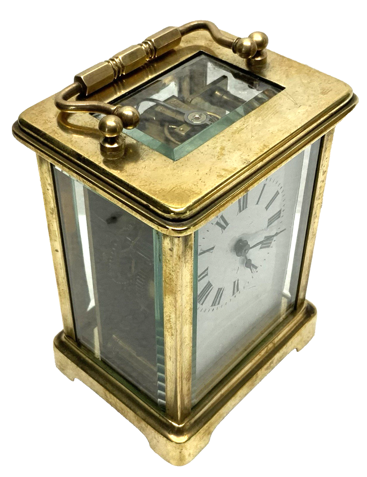 Antique Table Clock Officer Dress " 4 Glasses " Brass Revised | eBay