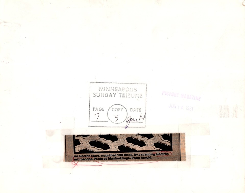 1981 Electric razor electron microscope Minneapolis newspaper Press ...