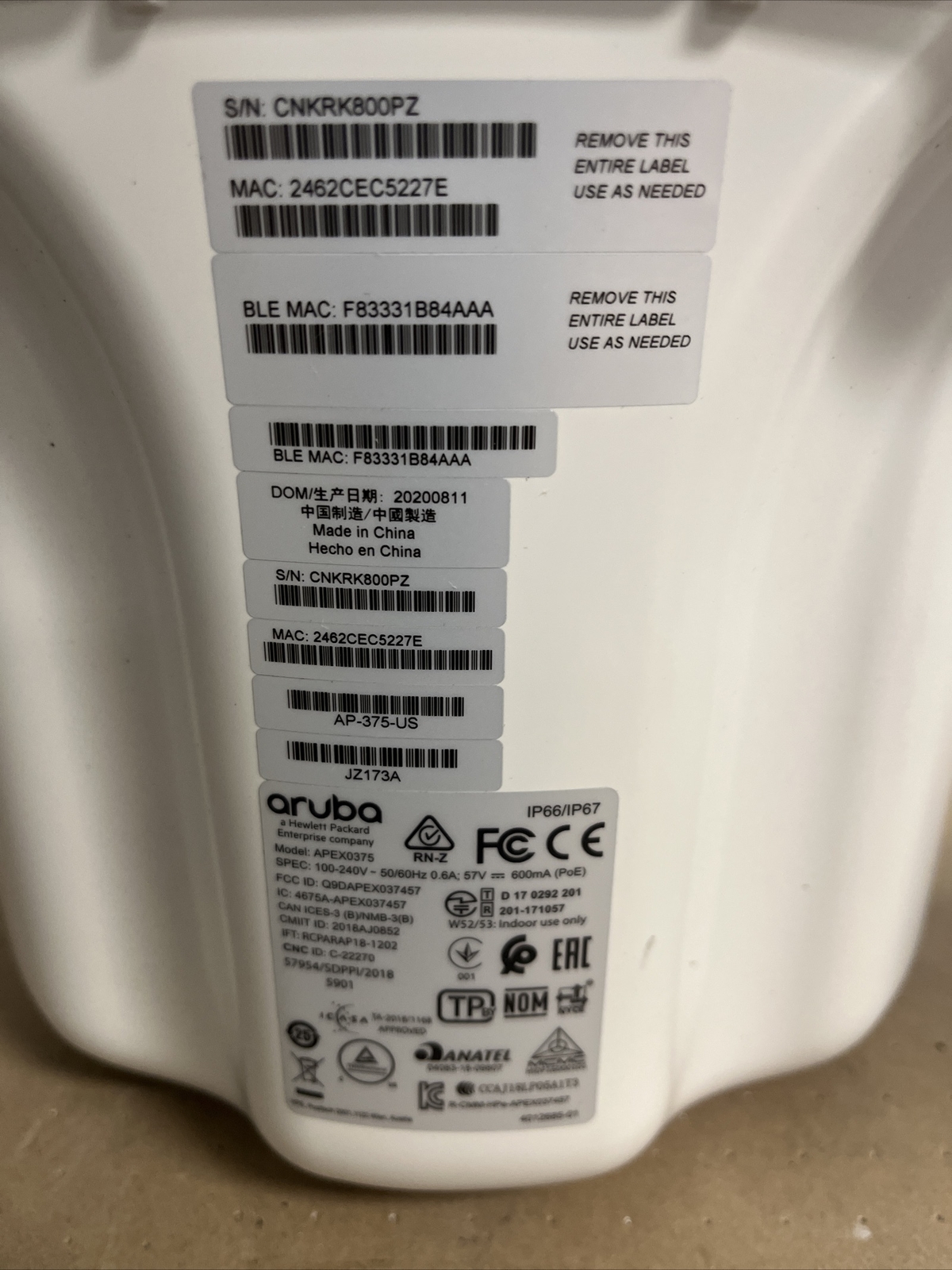 HP Aruba 370 Series AP-375 2Gbps Wireless Access Point (JZ173A) for ...