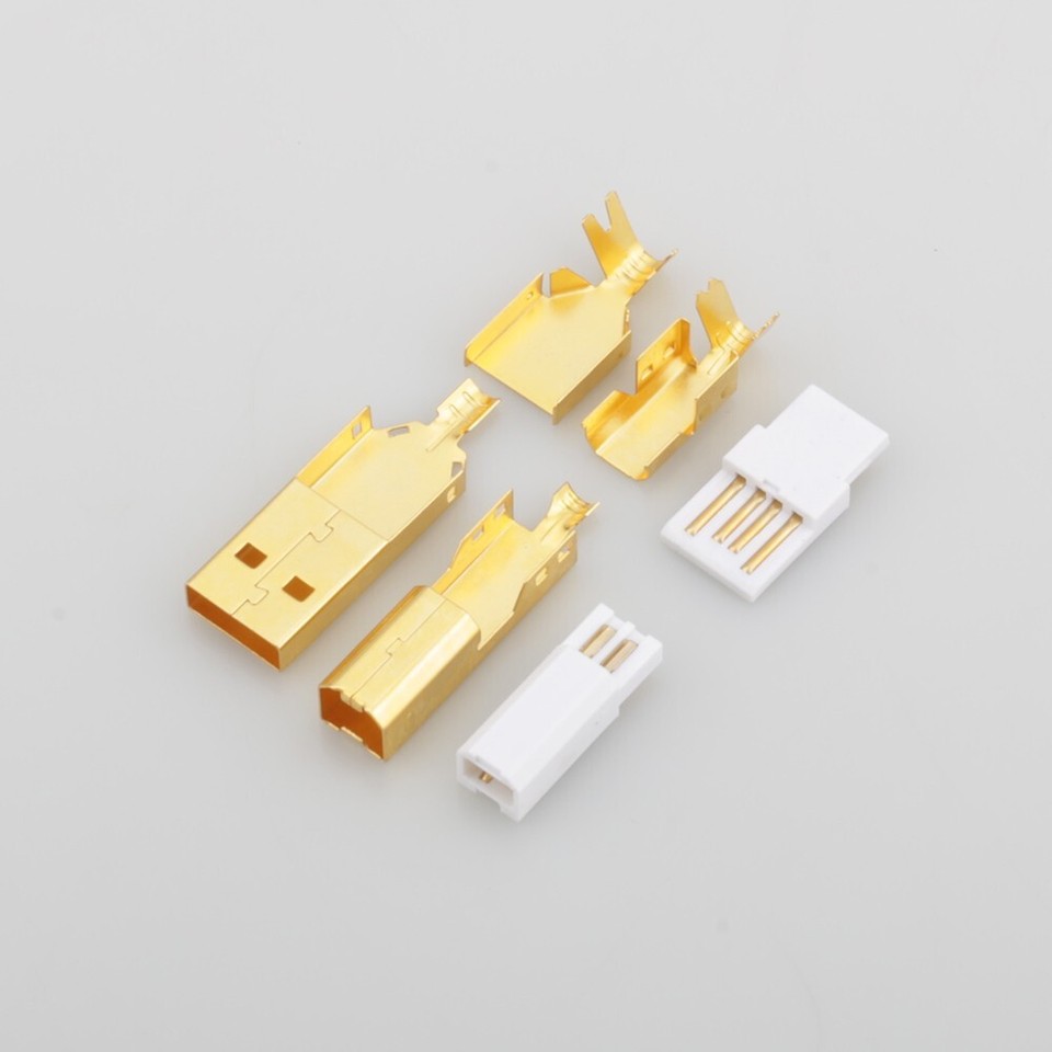 5U thickness Gold Plated USB2.0 Plug USB-A+USB-B Connector DIY Hi Fi ...
