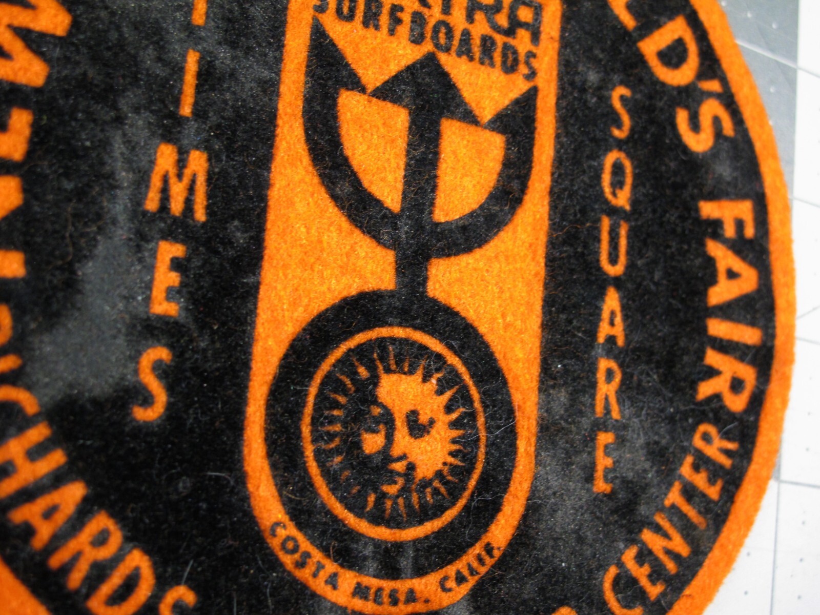 vtg 1960s Surfing ephemera - Dextra Surfboards World's Fair patch lg V ...