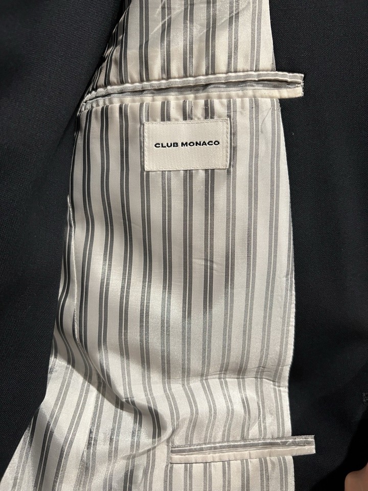 Club Monaco Navy Blue 100% Wool 38 R Suit Jacket Sportscoat + Pants ...