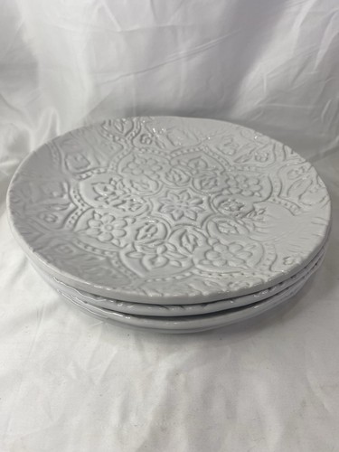 Jars France Crate & Barrel Toulouse Plates Handmade White 9.5” Embossed ...