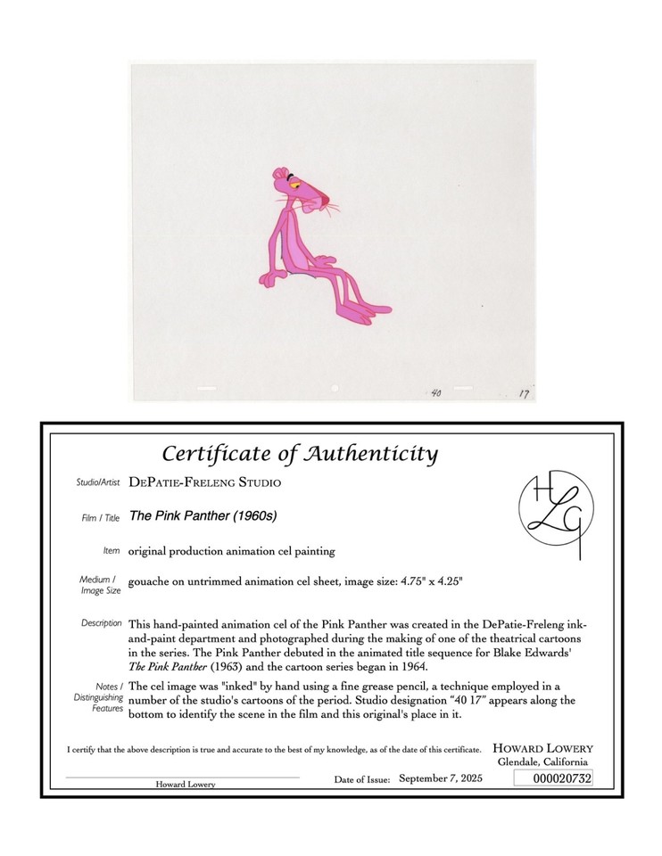 DePatie-Freleng PINK PANTHER Animation Cel, 1960s | eBay