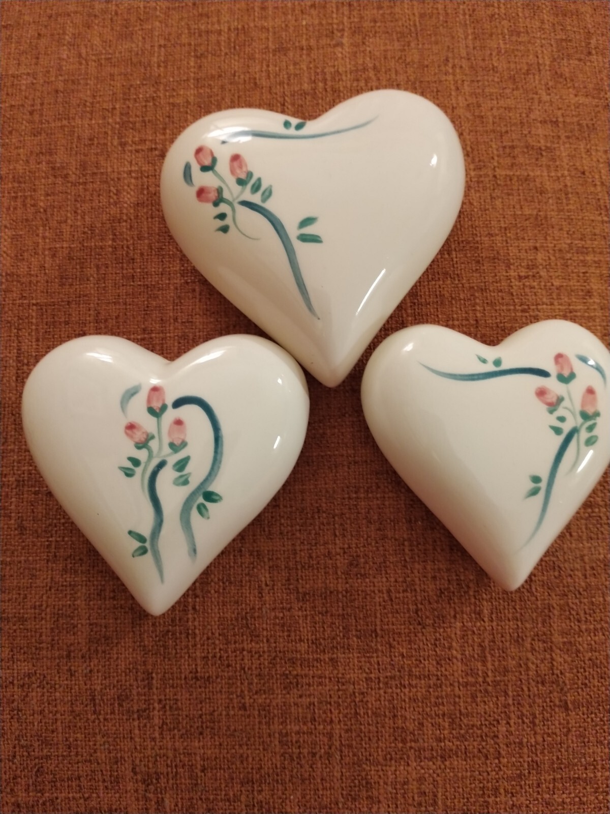 Home Interiors Ceramic Rosebud Painted Hearts Wall Decor/Lastens ...