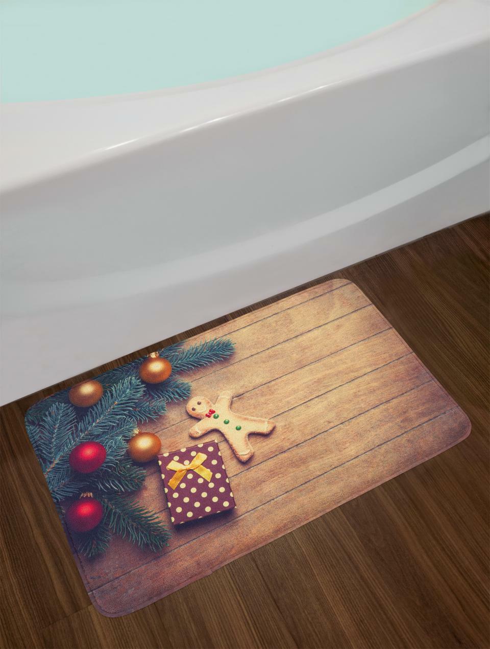 Gingerbread Man Bath Mat Bathroom Decor Plush Non-Slip Mat 29.5" X 17.5 ...