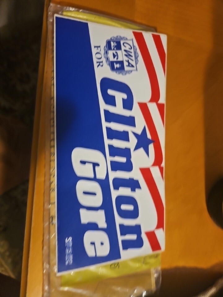 1992 Bill Clinton Al Gore Election Campaign Bumper Sticker CWA FOR | eBay